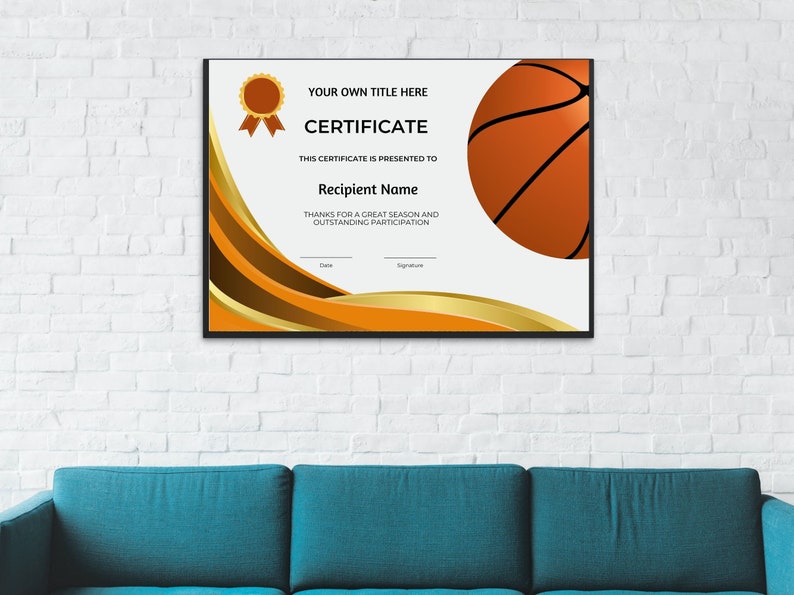 Editable Basketball Sports Certificate Template With Photo. - Etsy