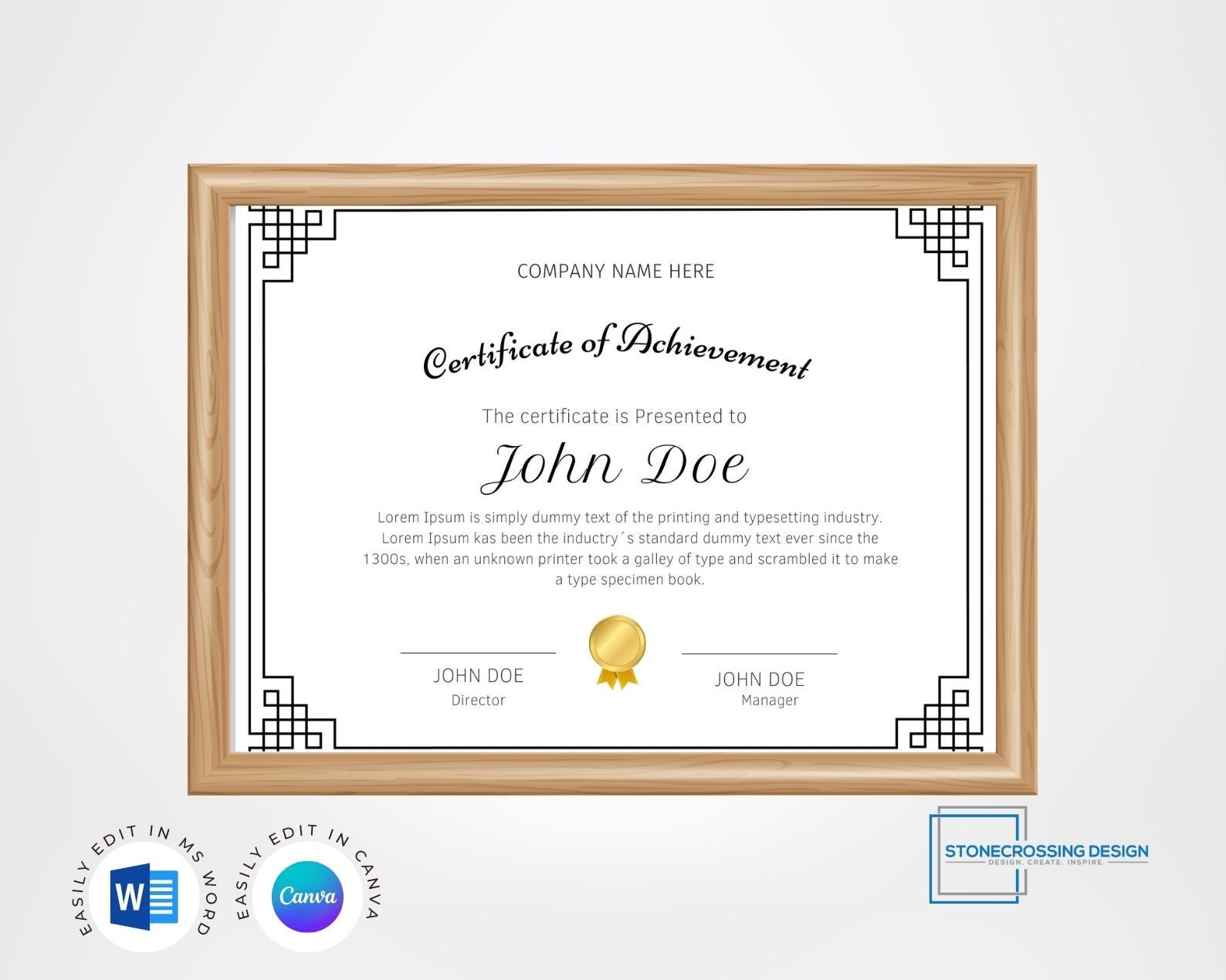 Editable Certificate of Achievement Template. Award Template. Printable ...