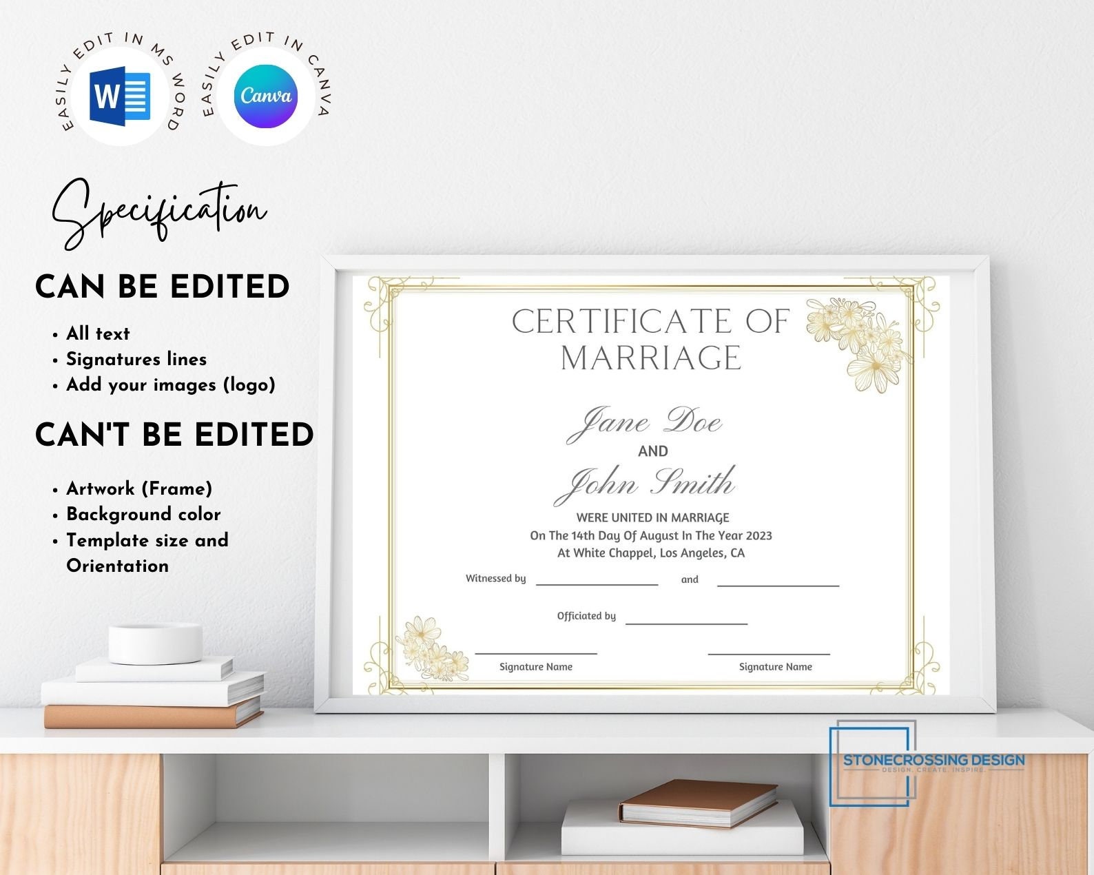 Editable Certificate of Marriage Template. Marriage License. Printable ...