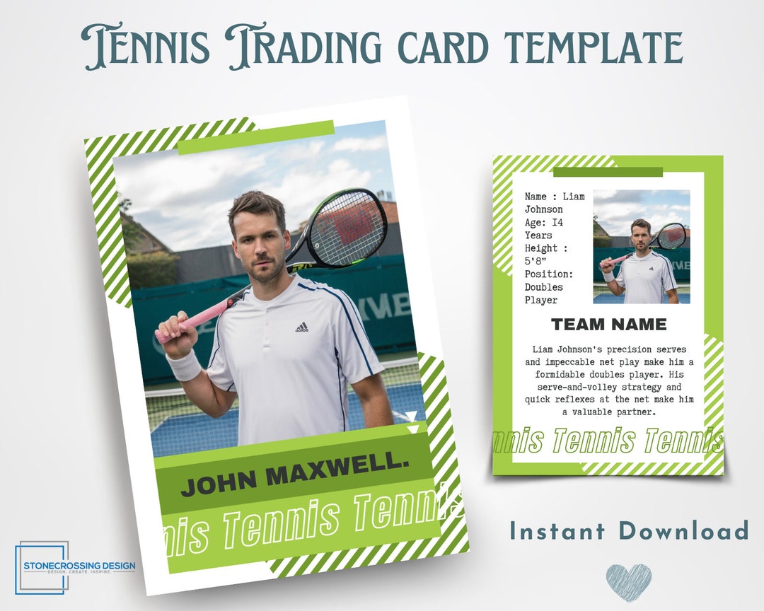 Boys Tennis Trading Card Template | Trading Card Template | Canva ...