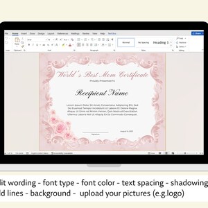 Editable Certificate for Best Mom. Award Template. Printable - Etsy