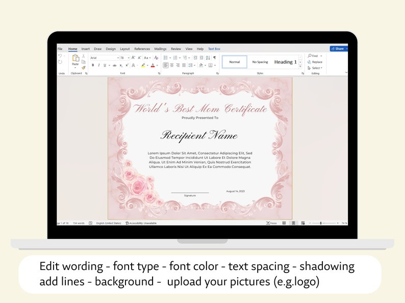 Editable Certificate for Best Mom. Award Template. Printable - Etsy