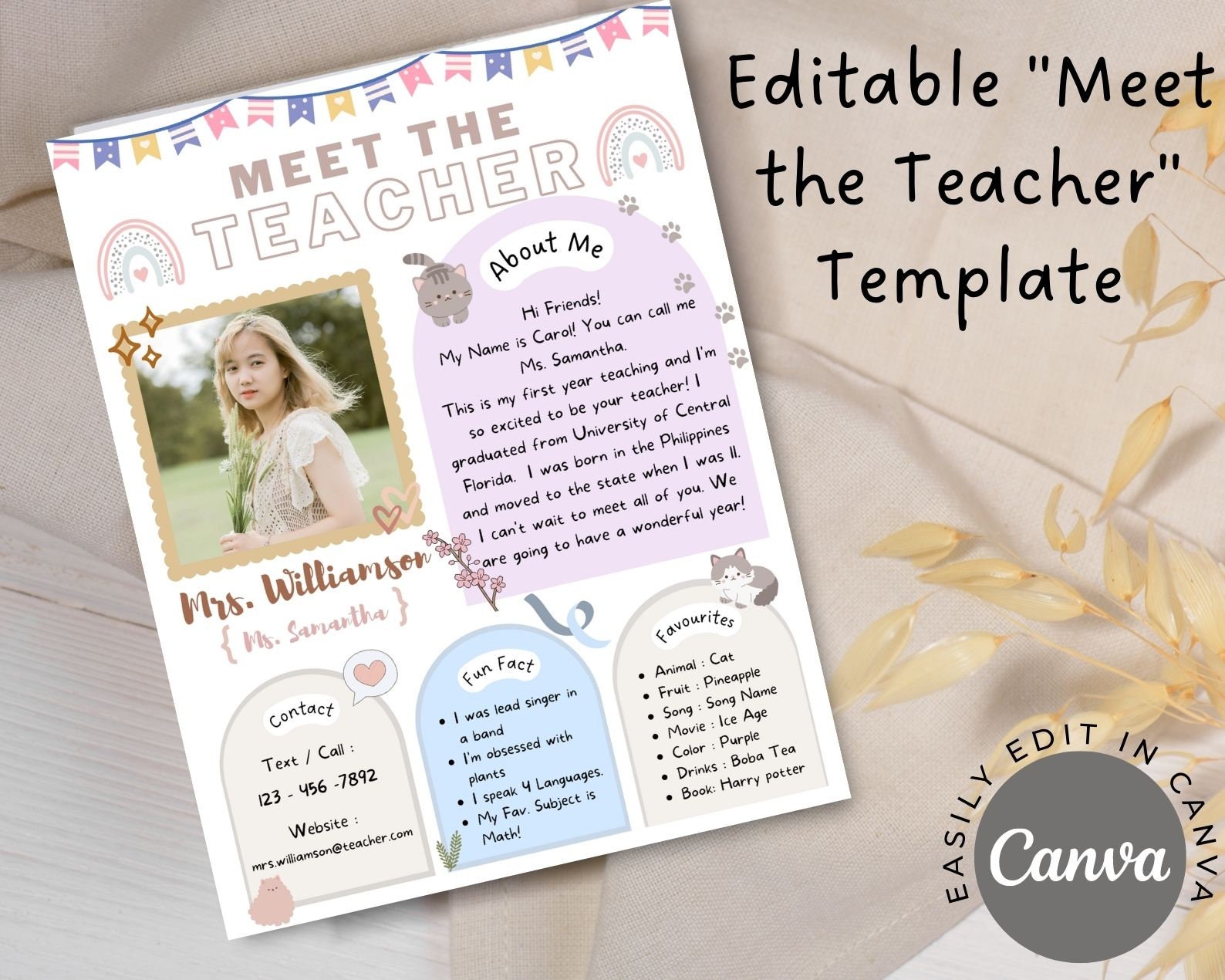 Editable Template for Meet the Teacher. Welcome Letter to School. First ...