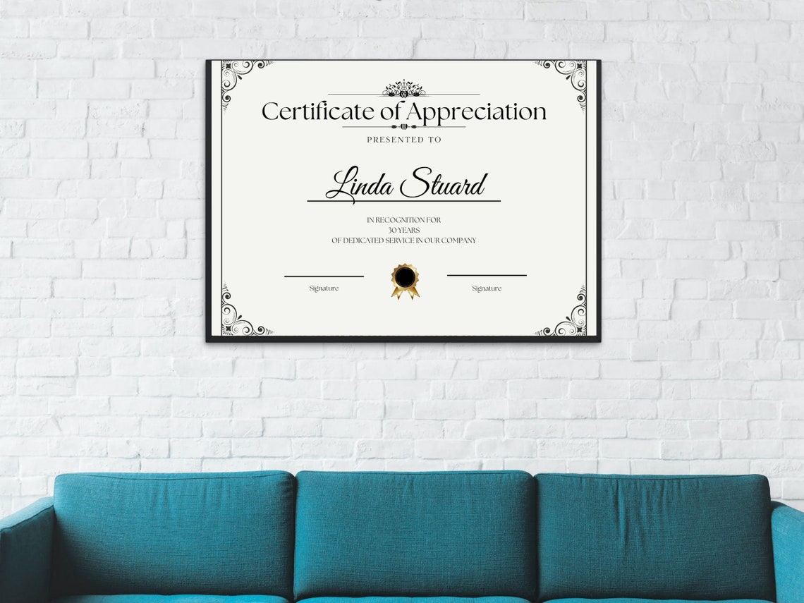 Editable Certificate of Appreciation Template. Award Template. - Etsy