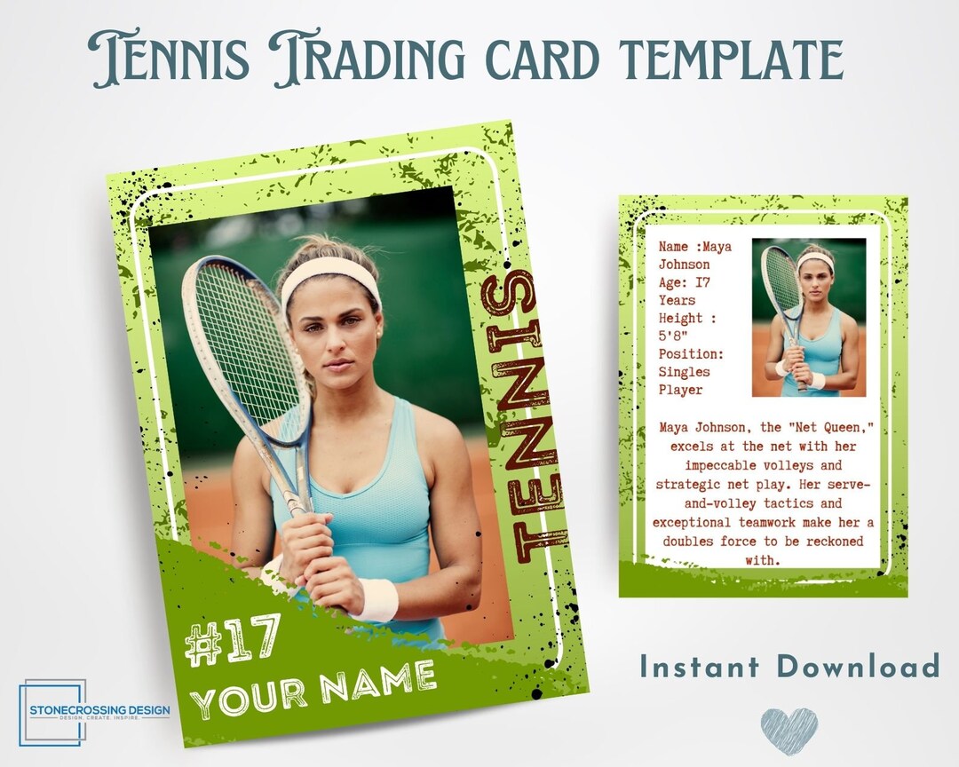 Tennis Trading Card Template | Trading Card Template | Canva Template ...