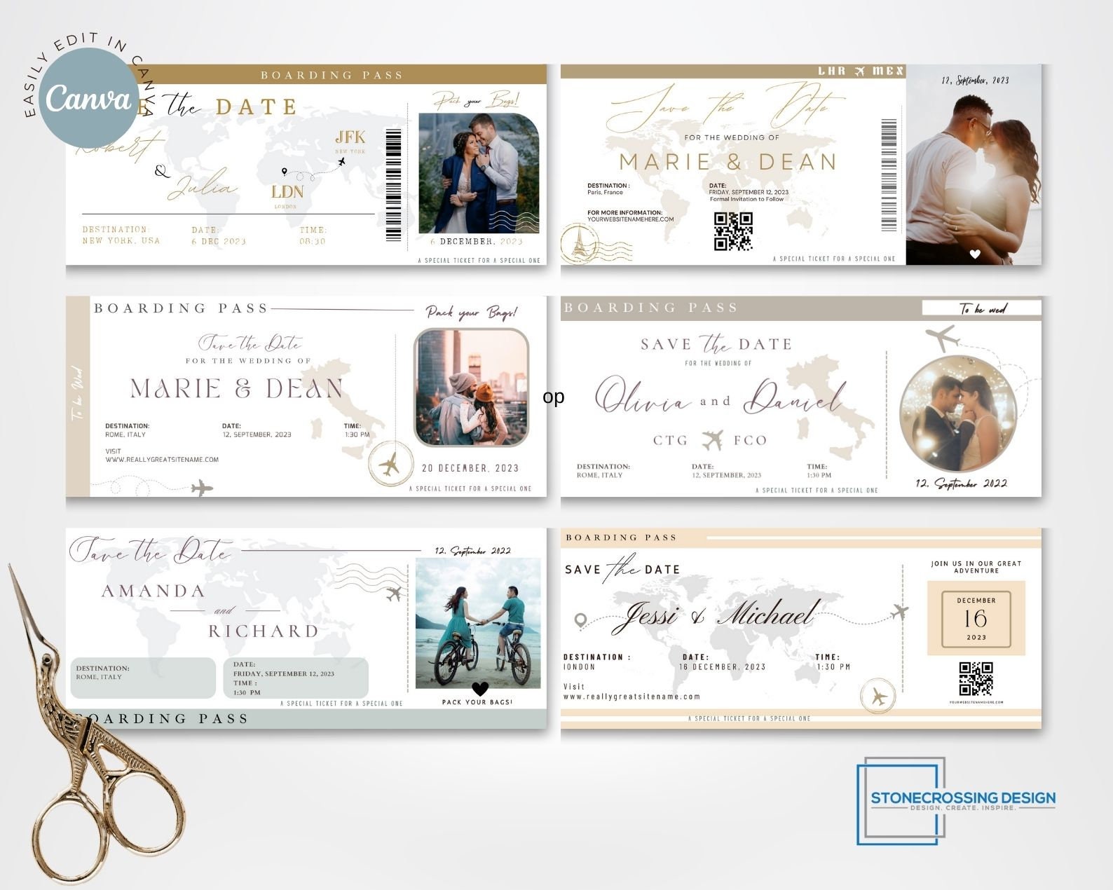 10 Editable Boarding Pass Templates, Canva Airline Ticket, Customizable ...