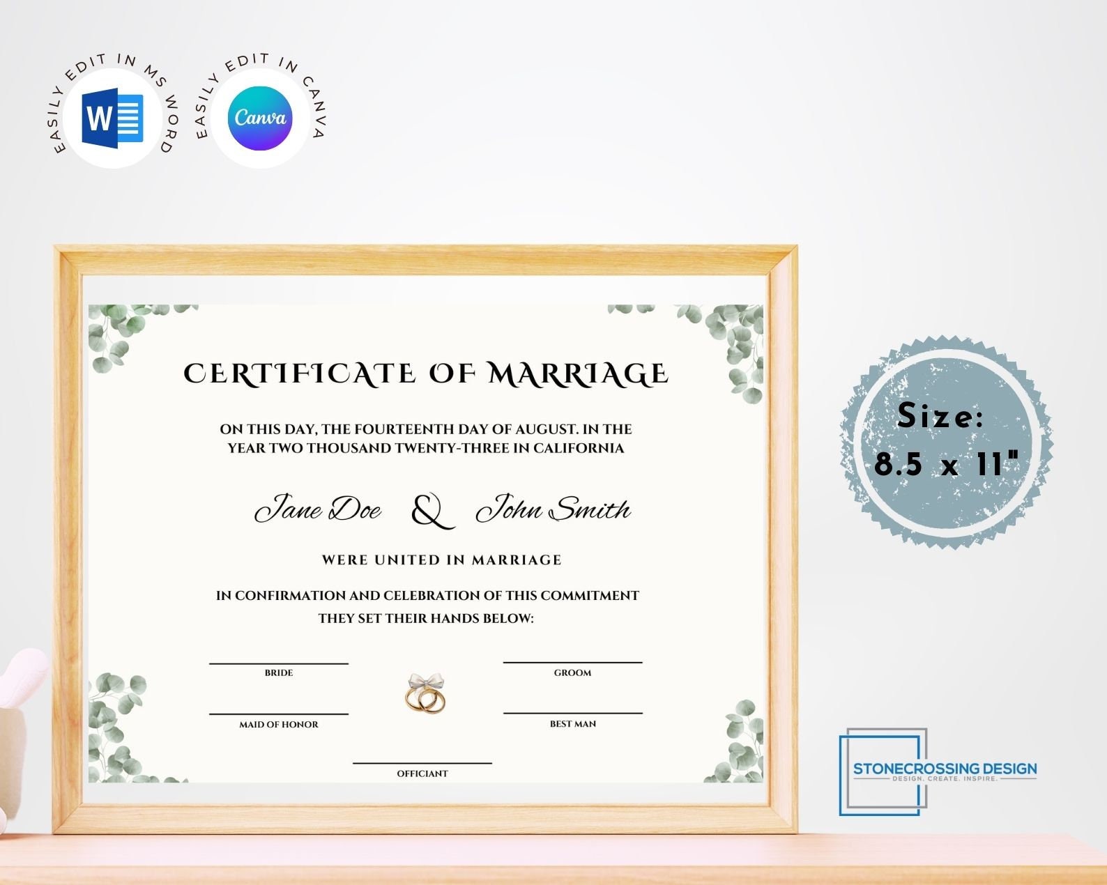 Editable Certificate of Marriage Template. Marriage License. Printable ...