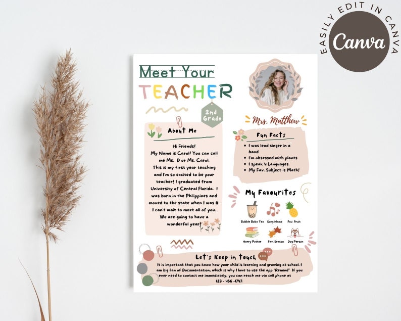 Editable Template for Meet the Teacher. Welcome Letter to School. First ...
