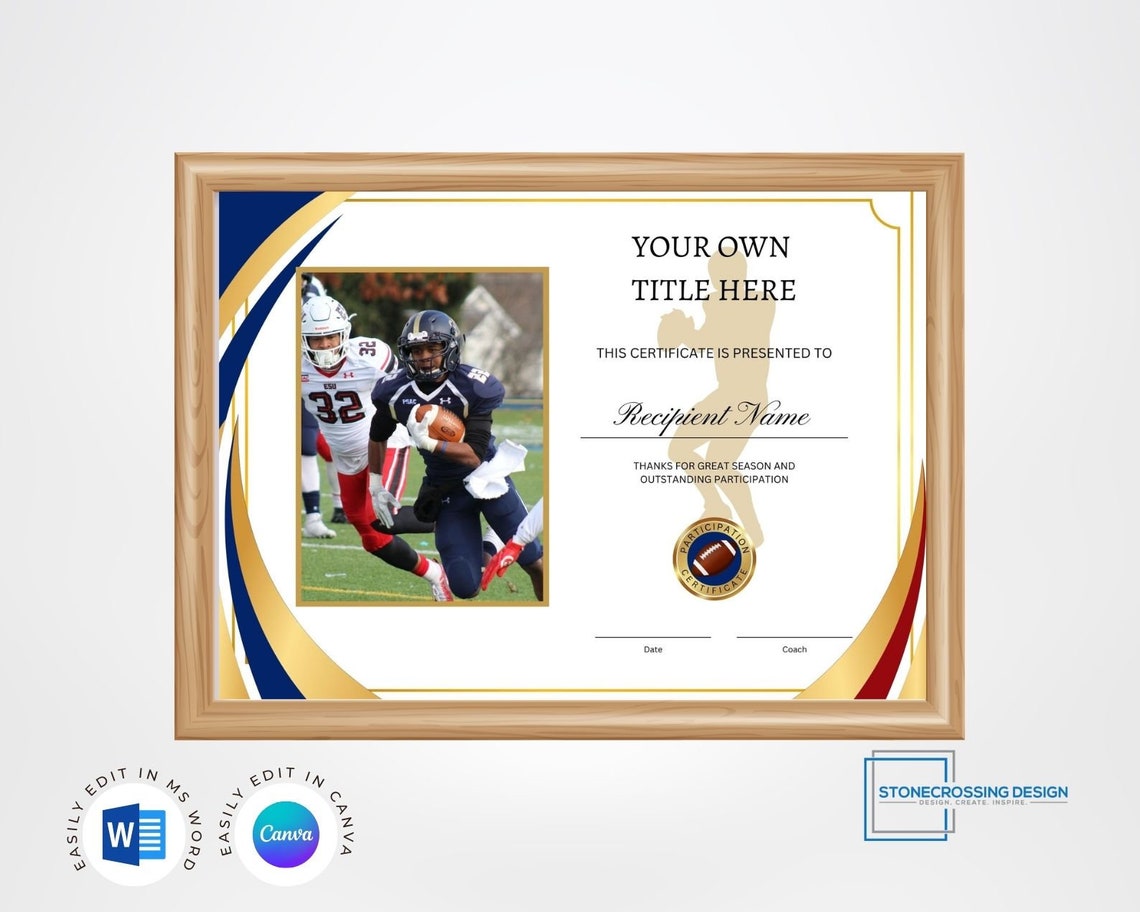 Editable Football Sports Certificate. Recognizing Sporting Excellence ...