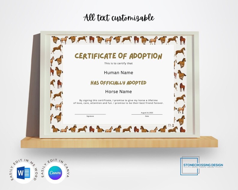 Editable Certificate of Adoption Template. Adoption - Etsy