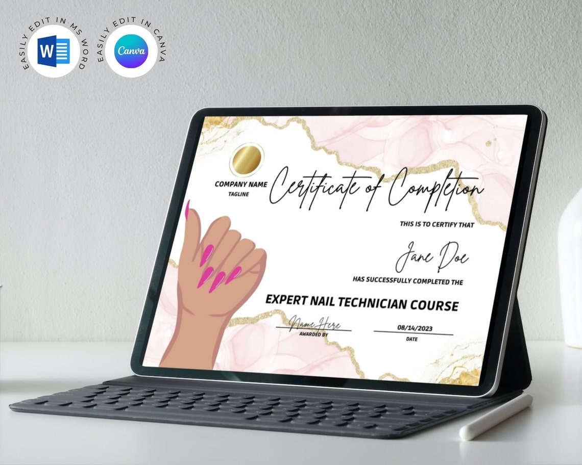 Editable Certificate of Completion Template. Award Template. Printable ...