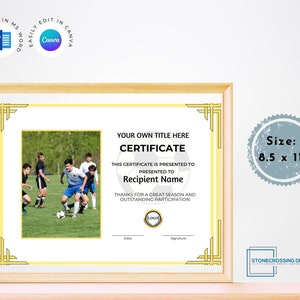 Editable Soccer Sports Certificate Template With Photo. Award. Trophy ...