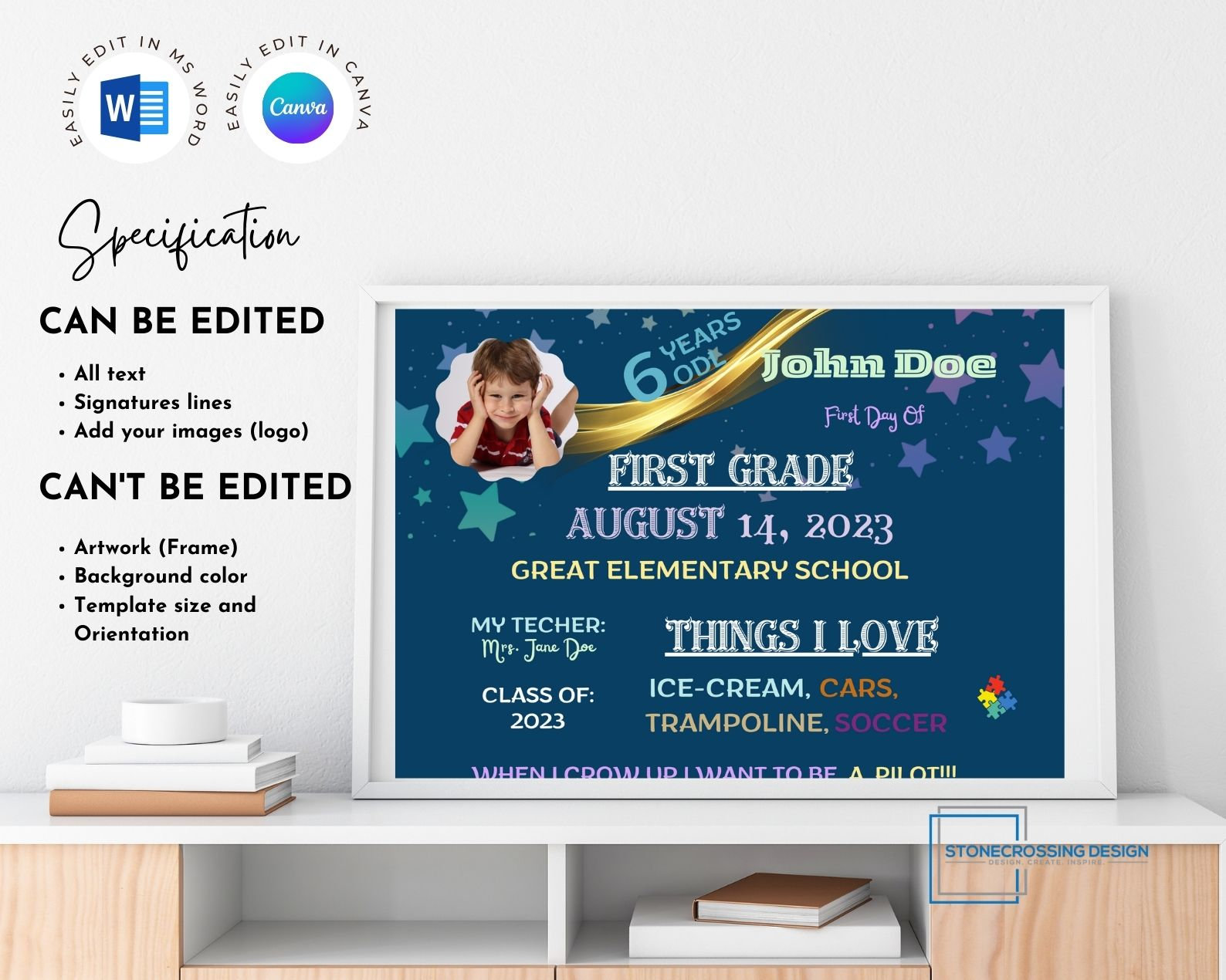 Editable First Day of School Template. School Certificate. Printable ...
