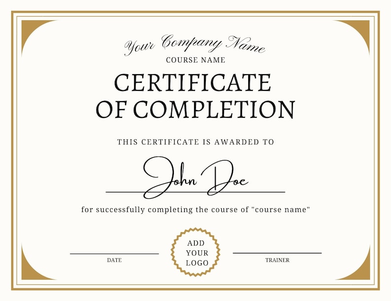 Editable Certificate of Completion Template. Award Template. - Etsy