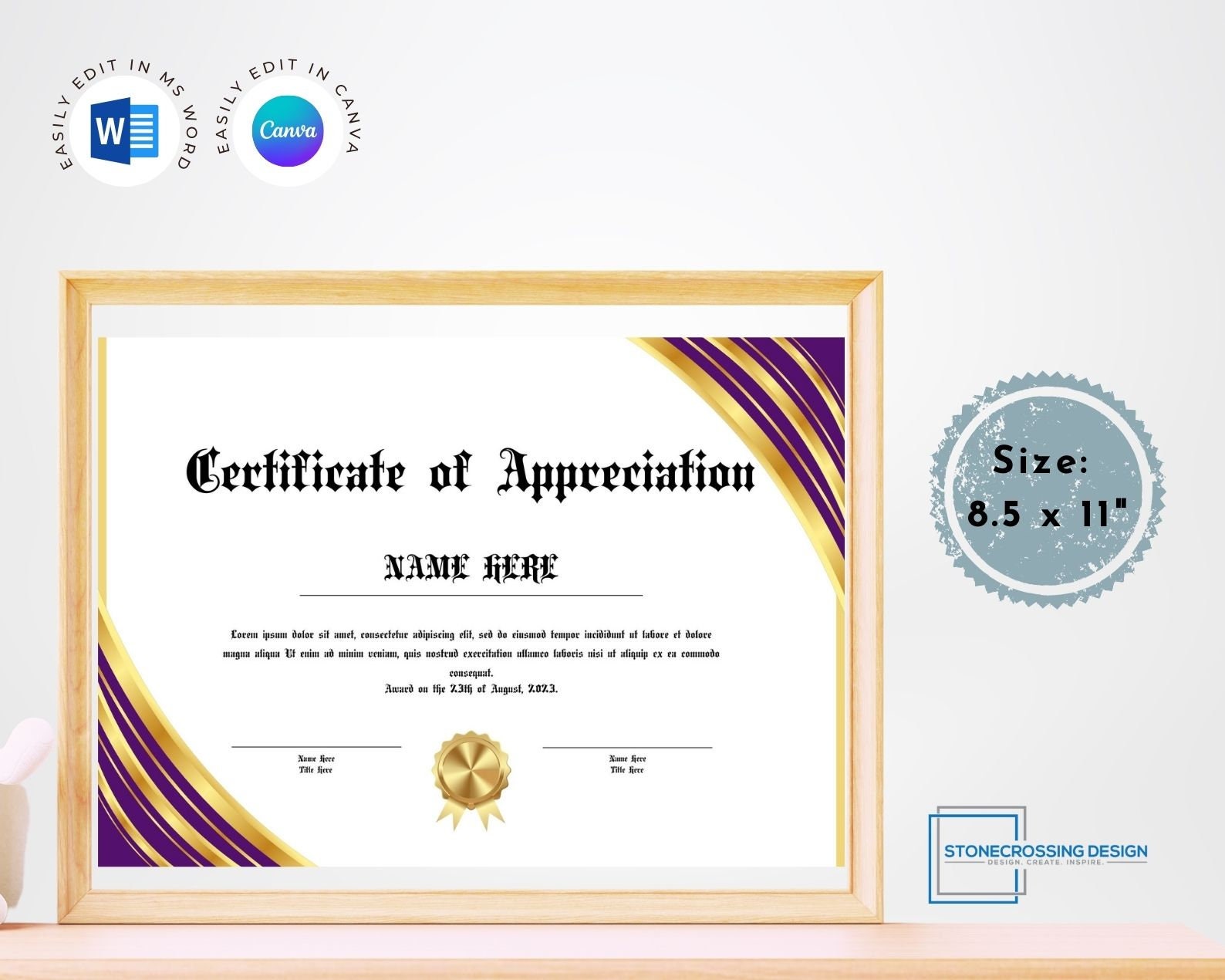 Editable Certificate of Appreciation. Award Template. - Etsy