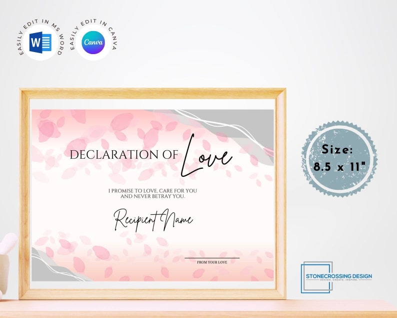 Editable Certificate of Declaration Template. Award Template. Printable ...