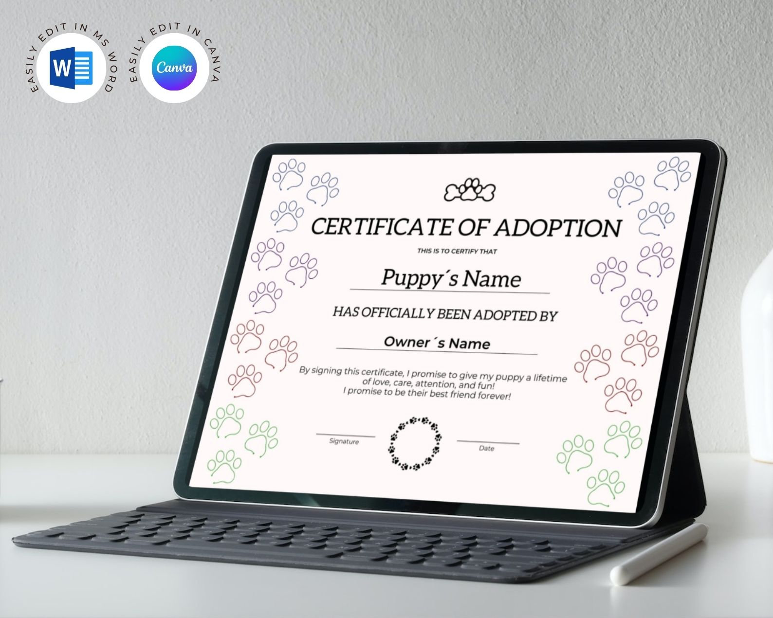 Editable Certificate of Adoption Template. Adoption - Etsy