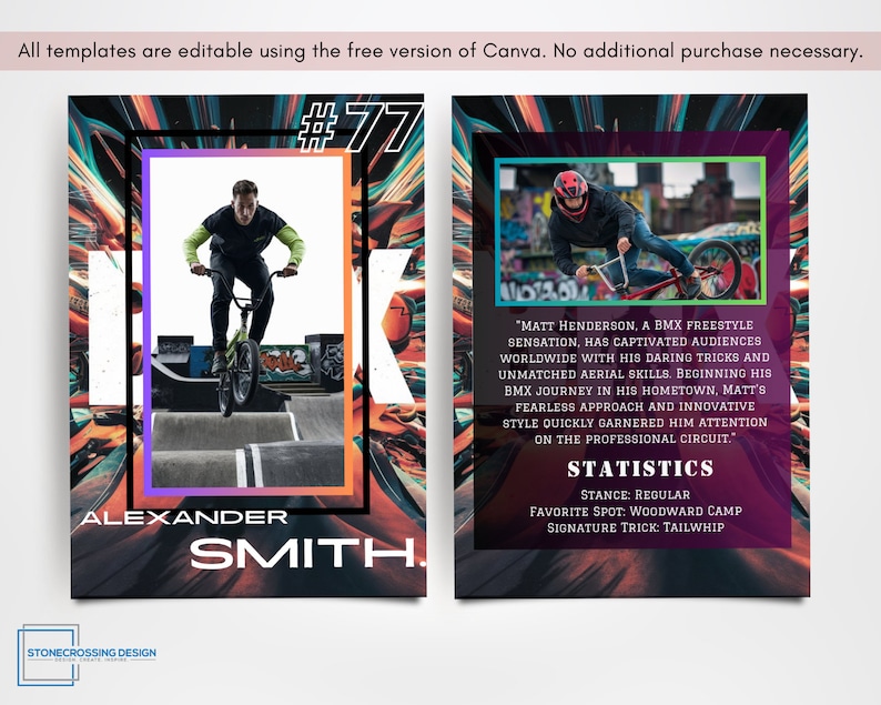 Boys BMX Trading Card Template | Trading Card Template | Canva Template ...