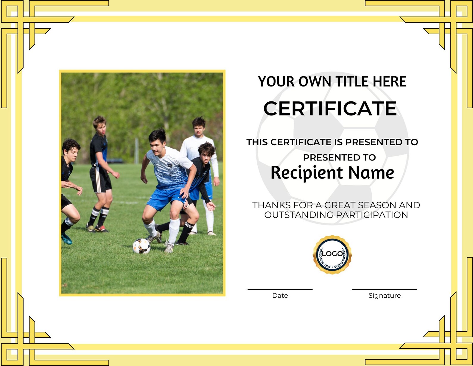 Editable Soccer Sports Certificate Template With Photo. Award. - Etsy