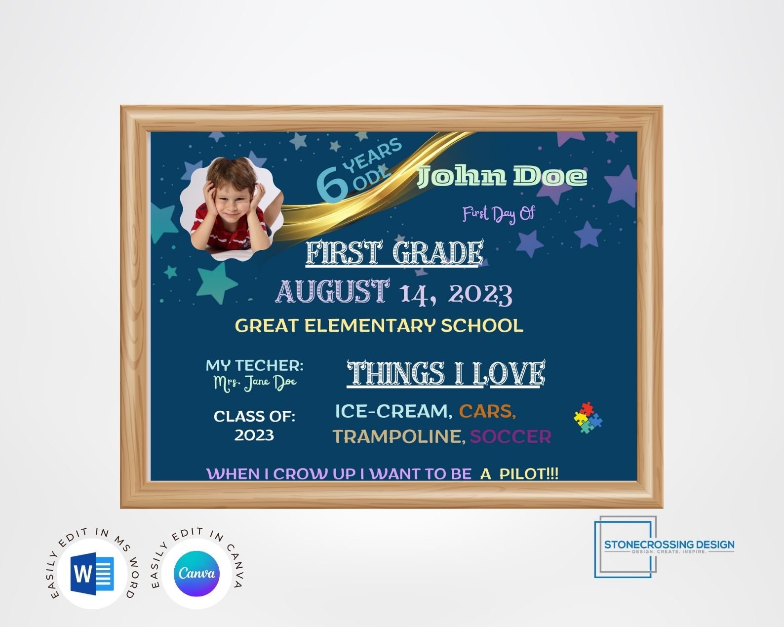 Editable First Day of School Template. School Certificate. Printable ...