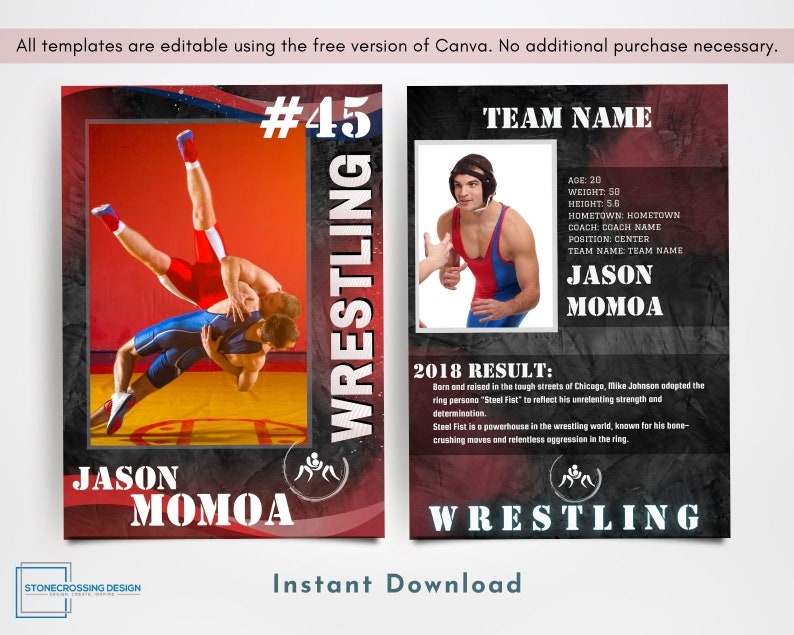 Wrestling Trading Card Template | Trading Card Template | Canva ...