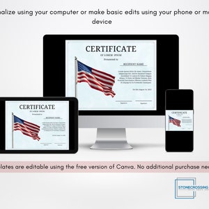 Editable American Flag Template. Award Template. Printable Certificate ...