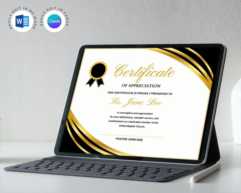 Editable Certificate of Appreciation. Award Template. Printable ...