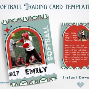 Softball Trading Card Template | Trading Card Template | Canva Template ...
