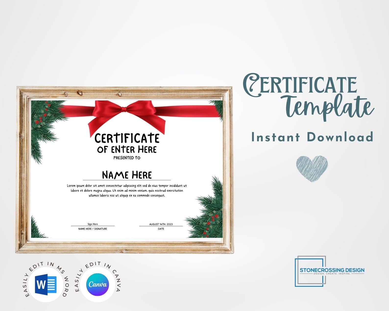 Editable Christmas Holiday Certificate Editable With Canva or - Etsy