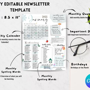 January 2025 Newsletter Template | Editable Monthly Newsletter ...