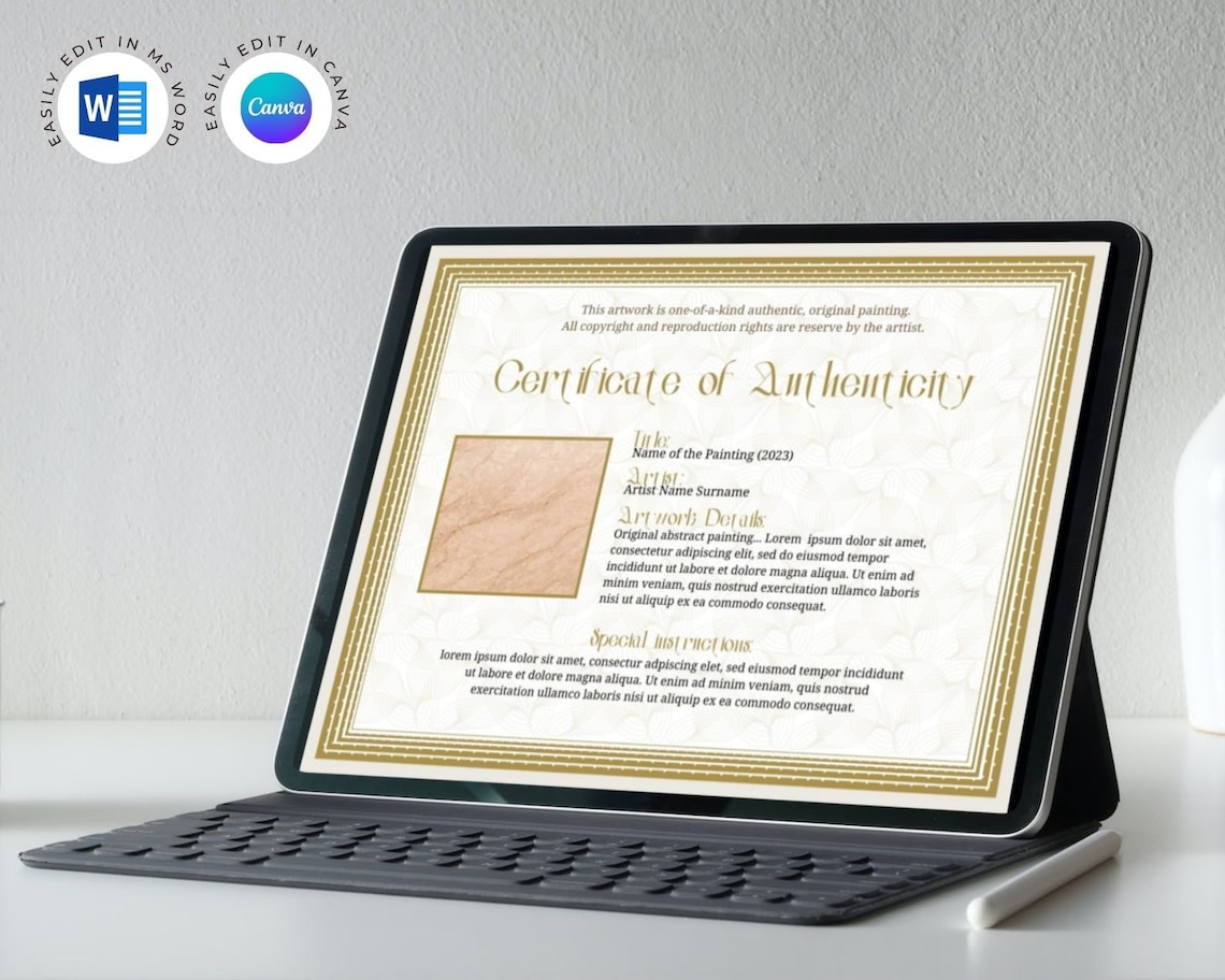 Editable Certificate of Authenticity Template. Authenticity Certificate ...