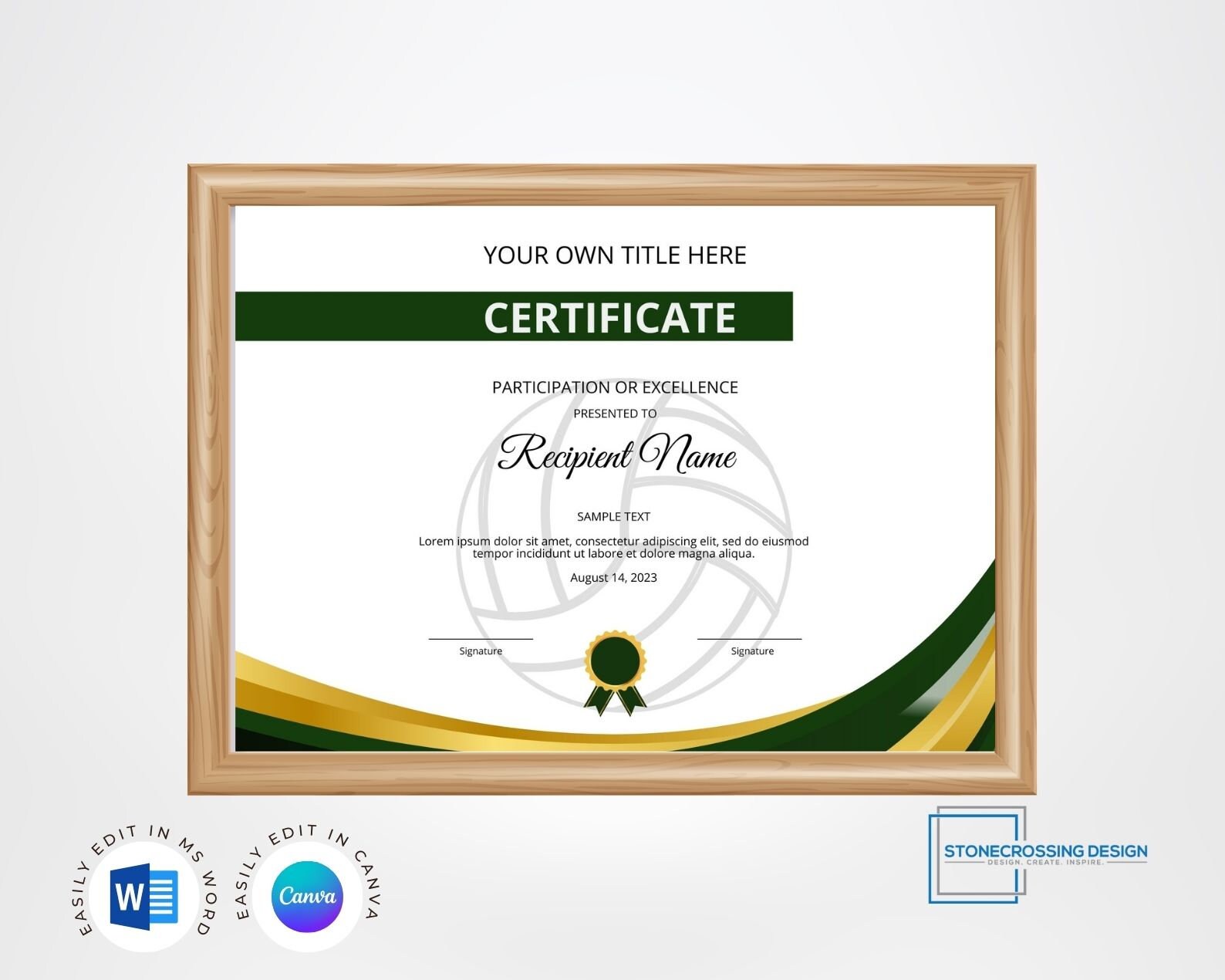 Editable Volleyball Sports Certificate Template With Photo. - Etsy