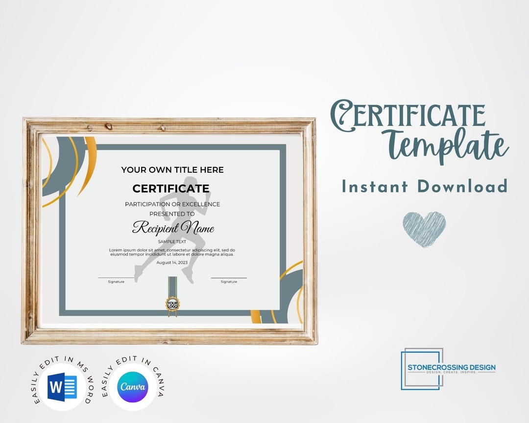Editable Running Track Sports Certificate Template With Photo. Award ...