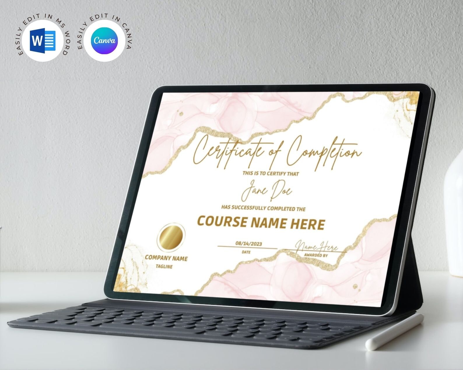 Editable Certificate of Completion Template. Award Template. - Etsy