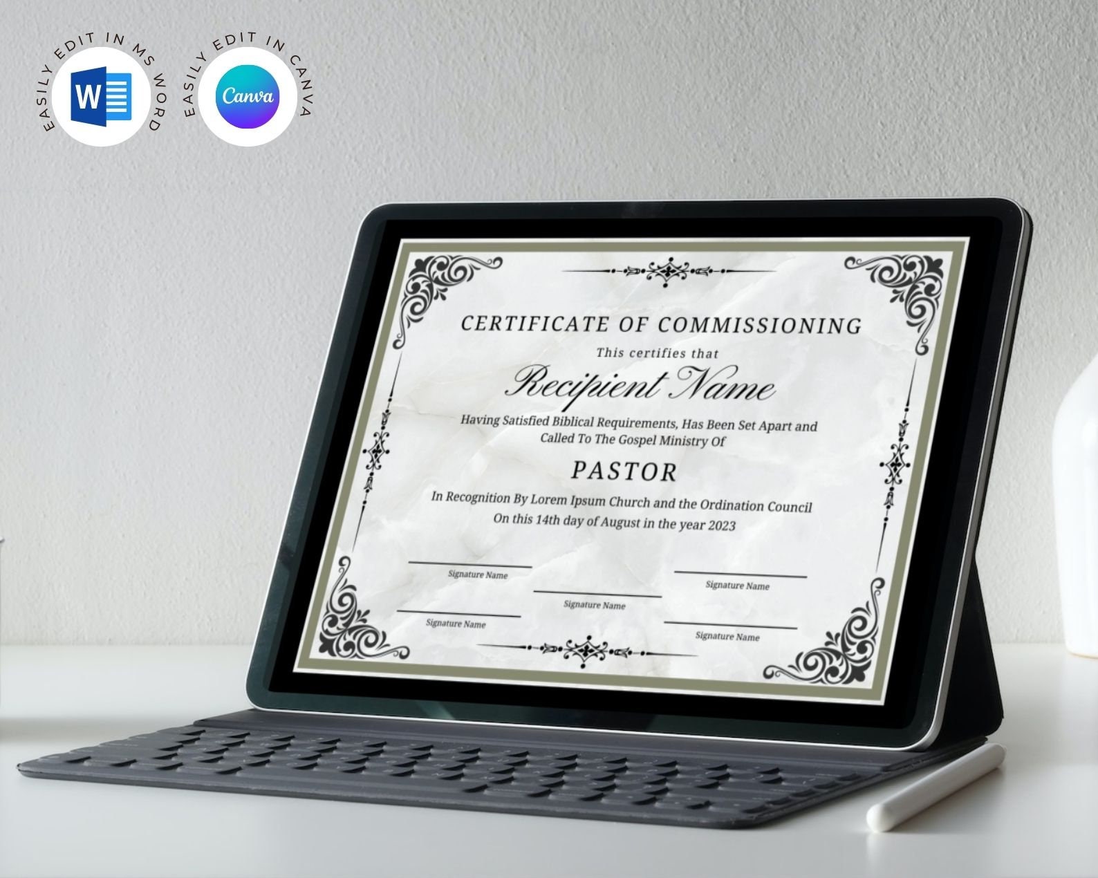Editable Certificate of Commissioning. Editable With Canva or Microsoft ...