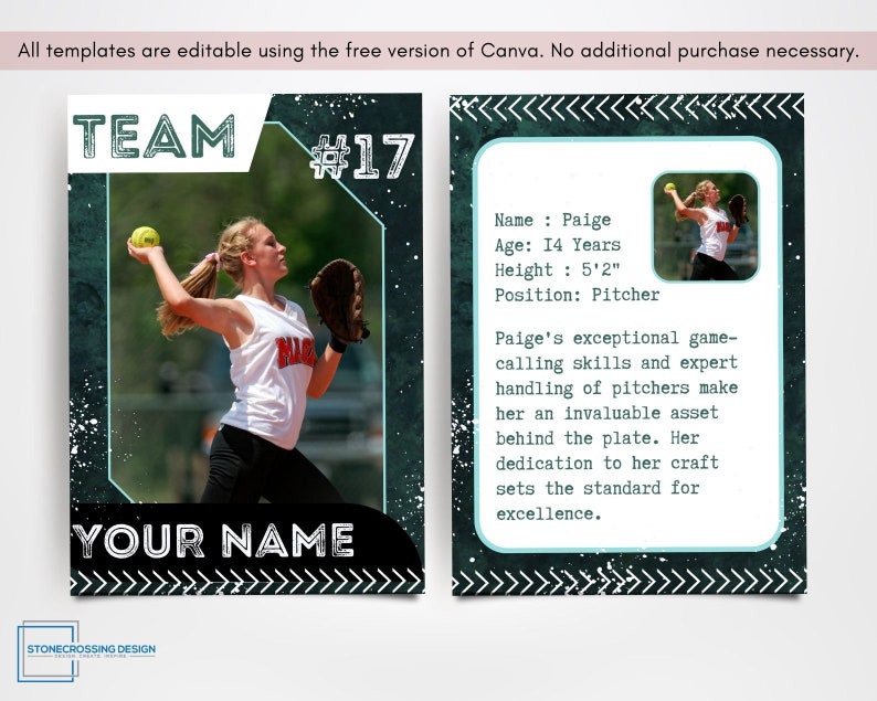 Softball Trading Card Template | Trading Card Template | Canva Template ...