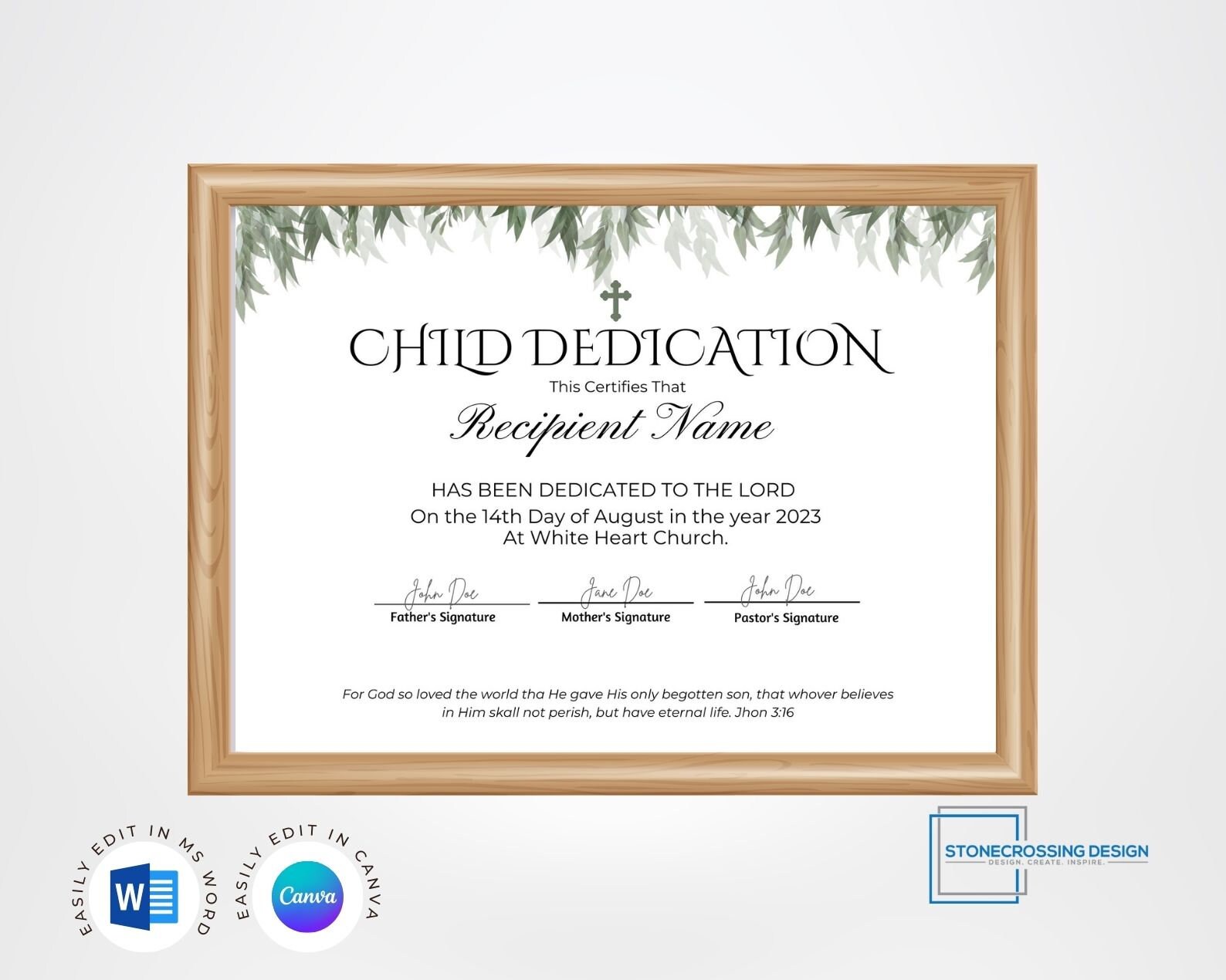 Editable Certificate of Child Dedication Template. Child - Etsy