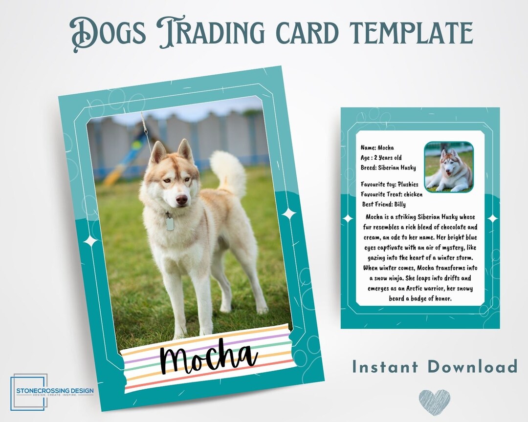 Dog Trading Card Template | Trading Card Template | Canva Template ...
