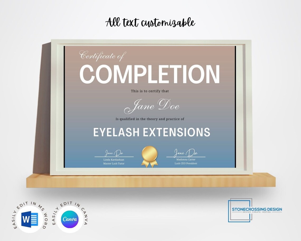 Editable Certificate of Completion Template. Award Template. Printable ...