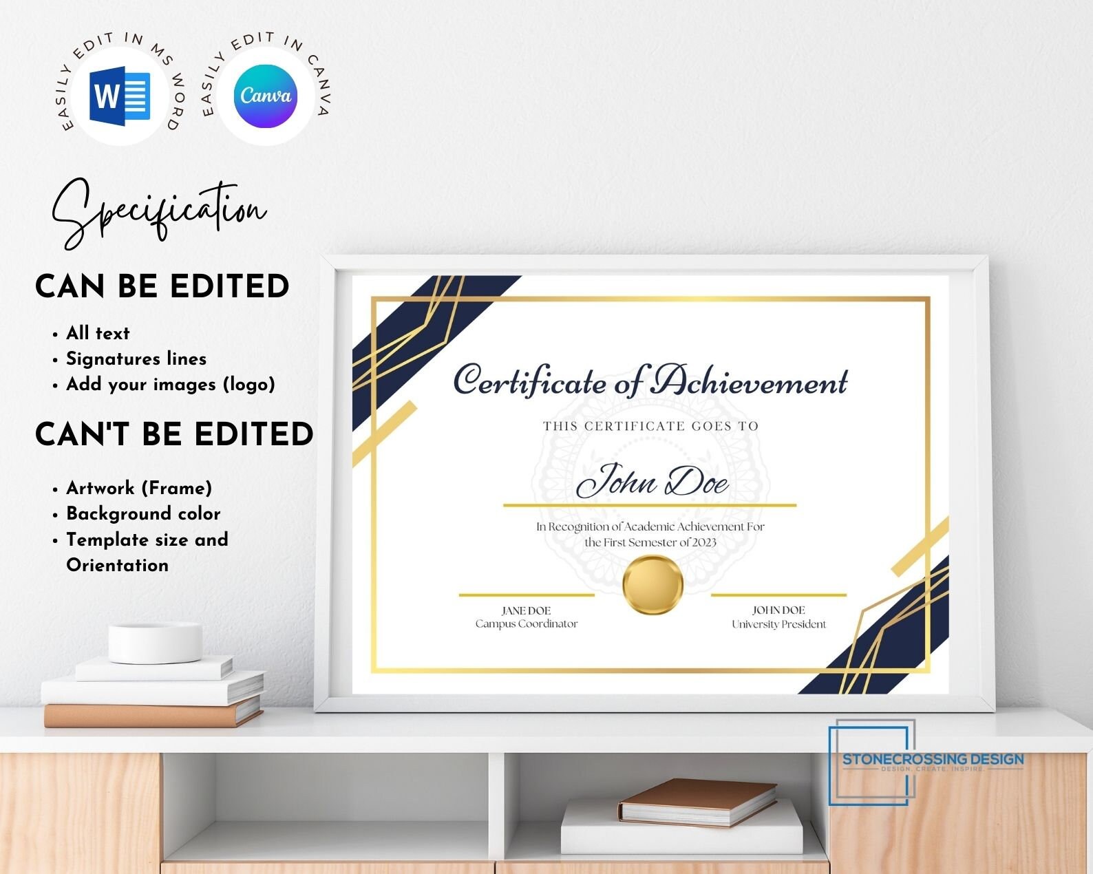 Editable Certificate of Achievement Template. Award Template. Printable ...