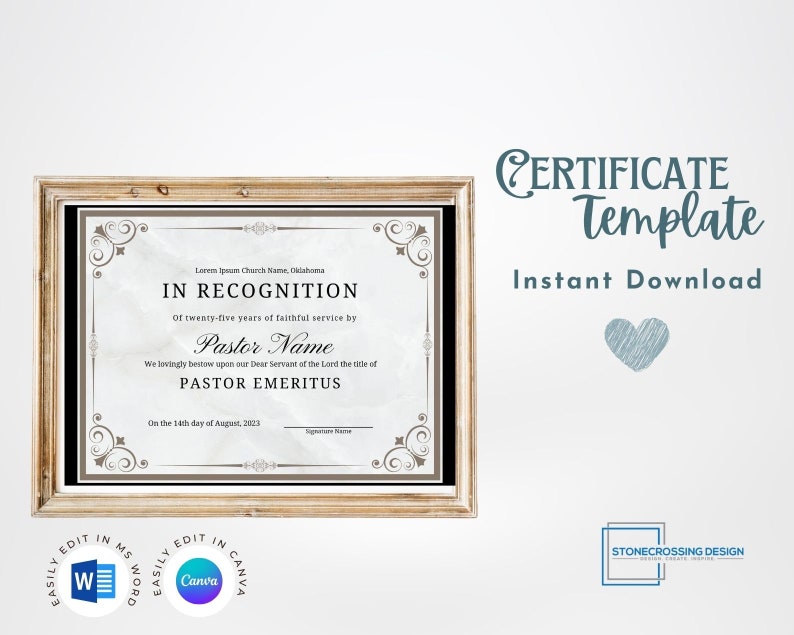 Editable Certificate of Recognition. Editable With Canva or Microsoft ...