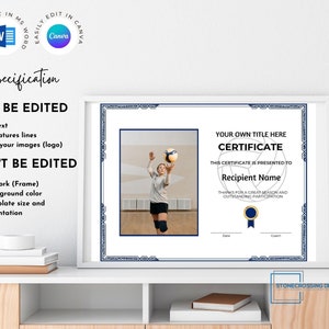 Editable Volleyball Sports Certificate Template With Photo. Award ...