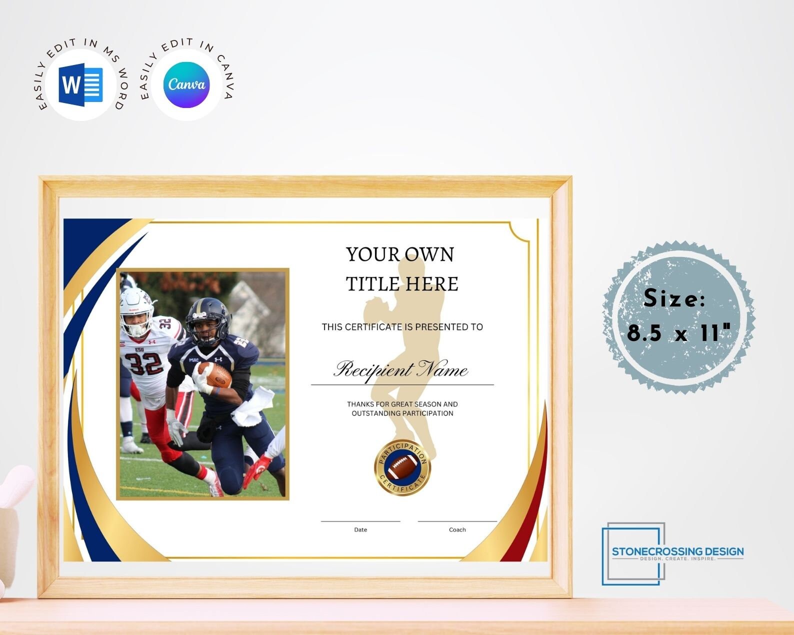 Editable Football Sports Certificate. Recognizing Sporting Excellence ...