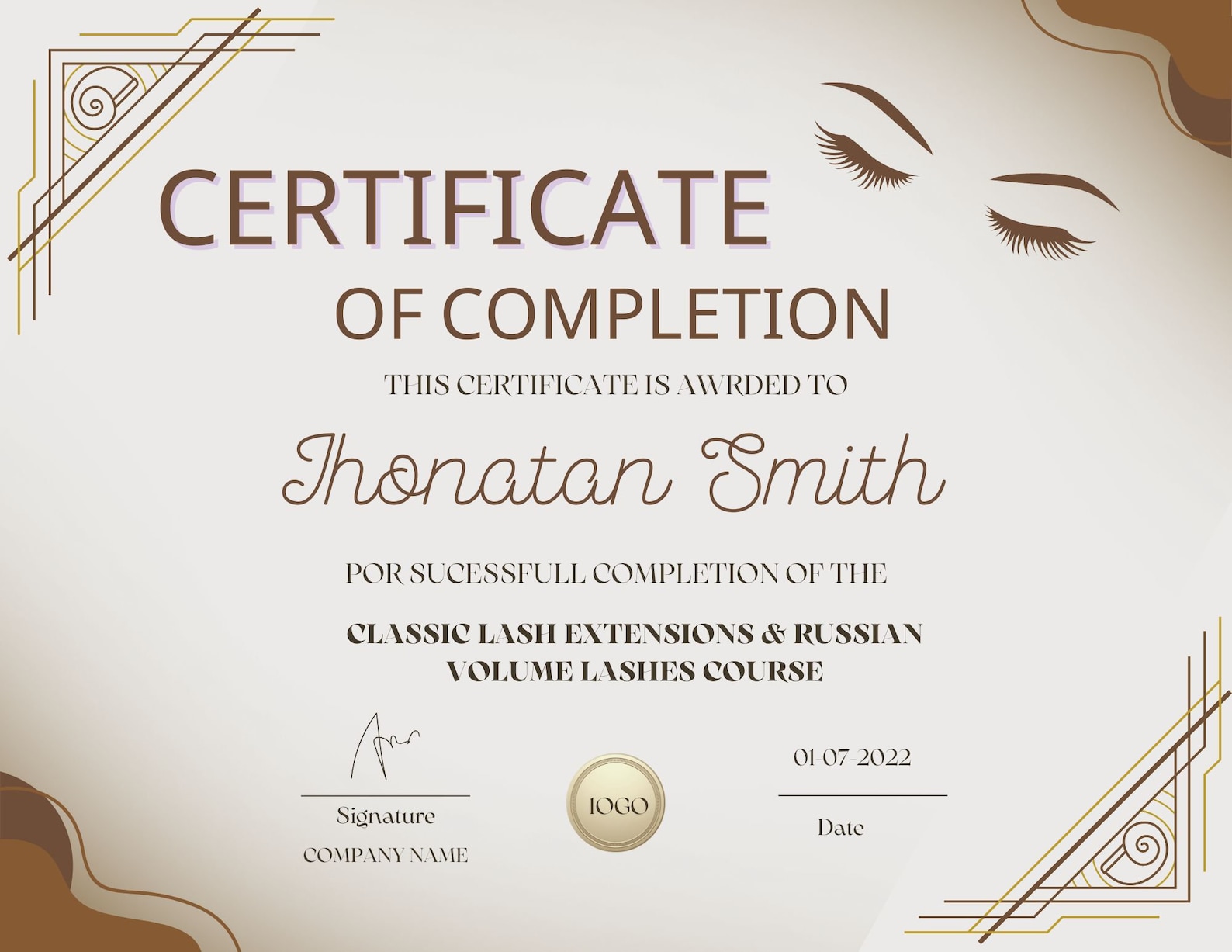 Editable Certificate of Completion Template. Award Template. - Etsy