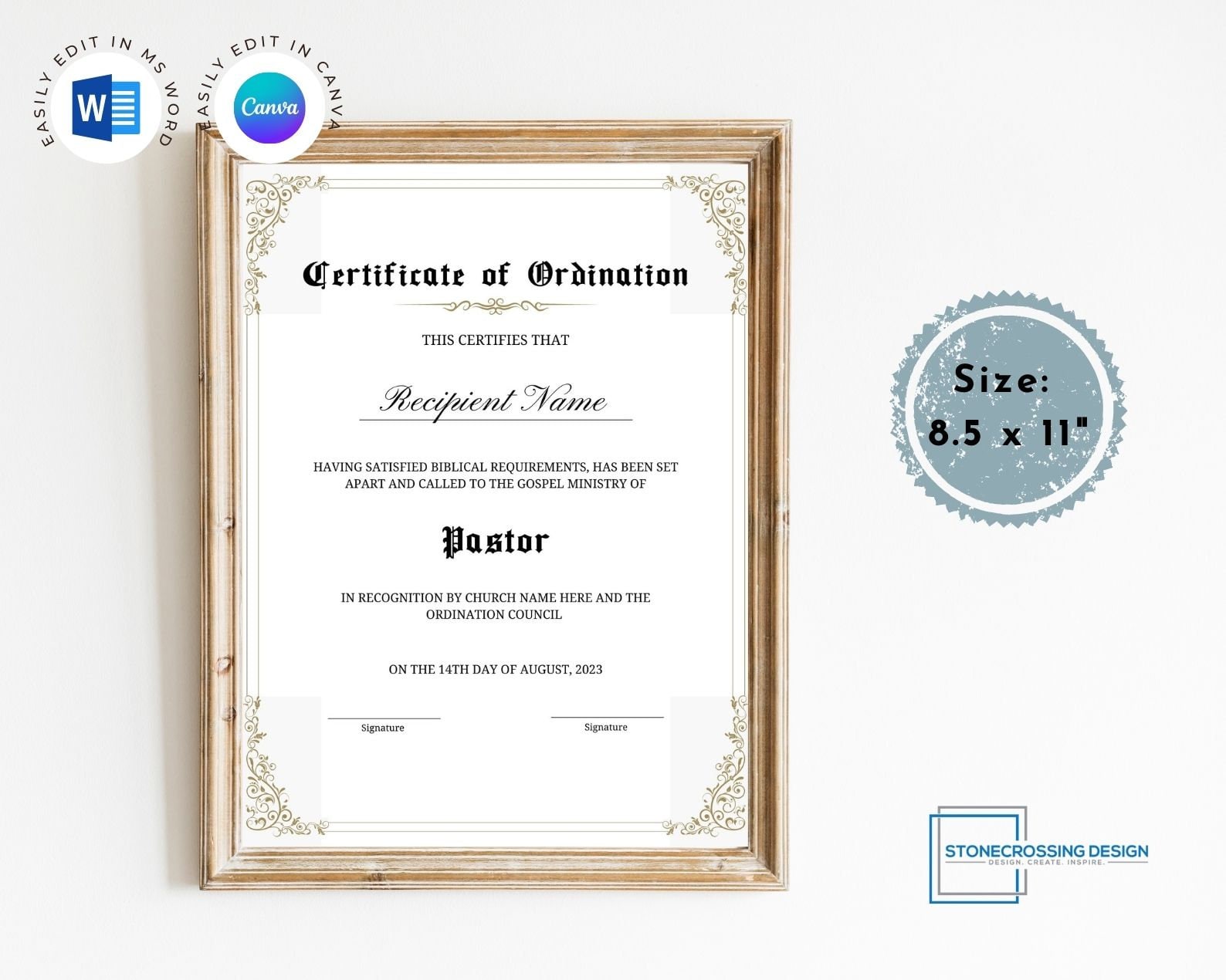 Editable Certificate of Ordination Template. Ordained Minister ...