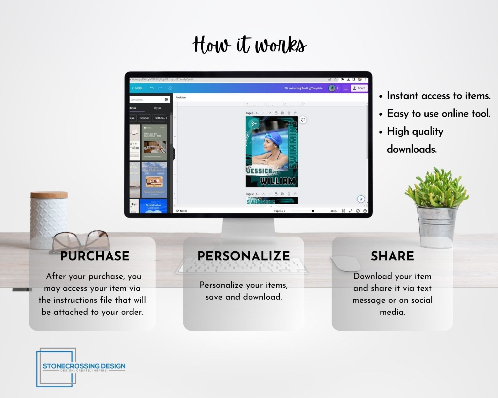 Swimming Trading Card Template | Trading Card Template | Canva Template ...