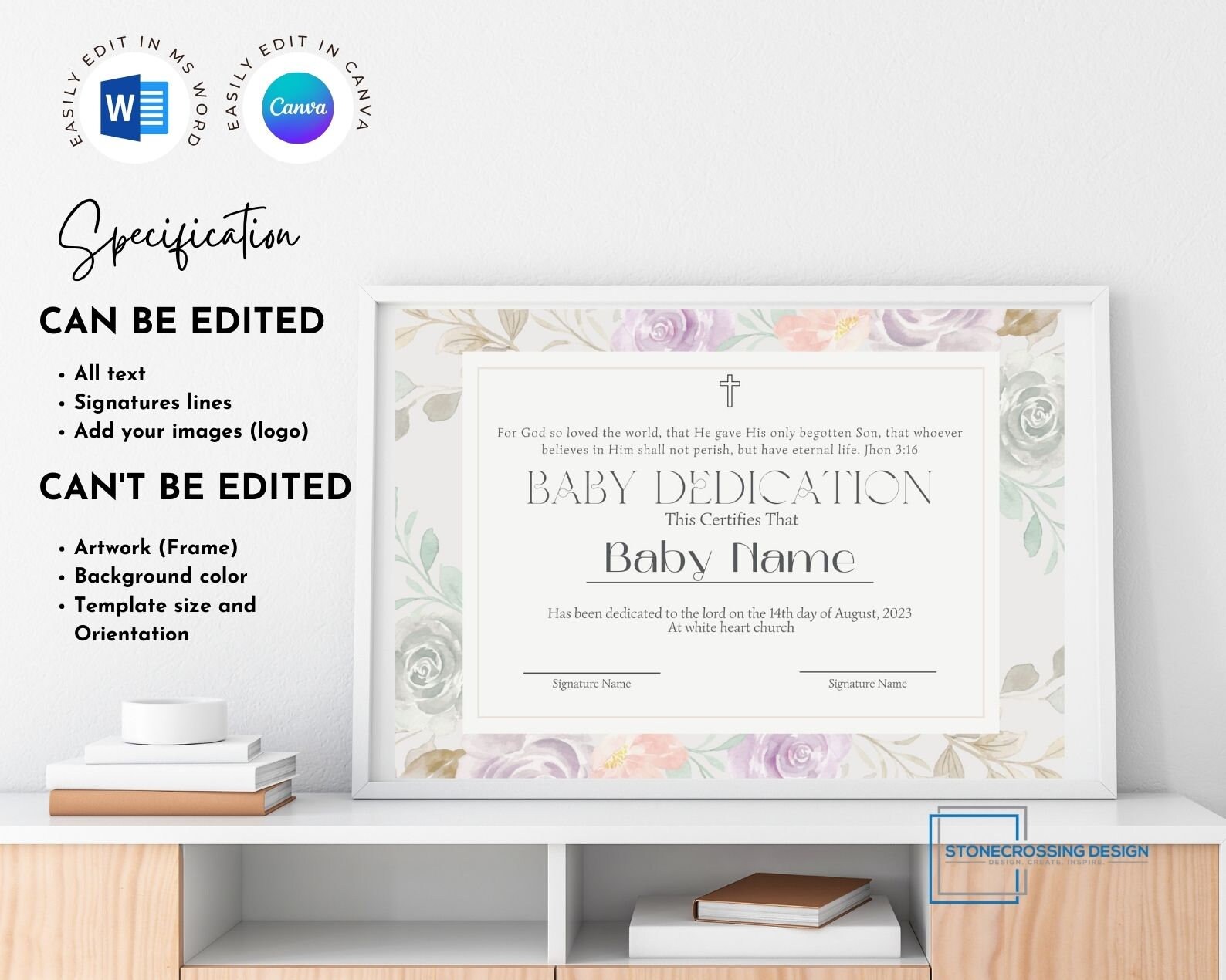 Editable Baby Dedication Template. Baptism. Printable - Etsy