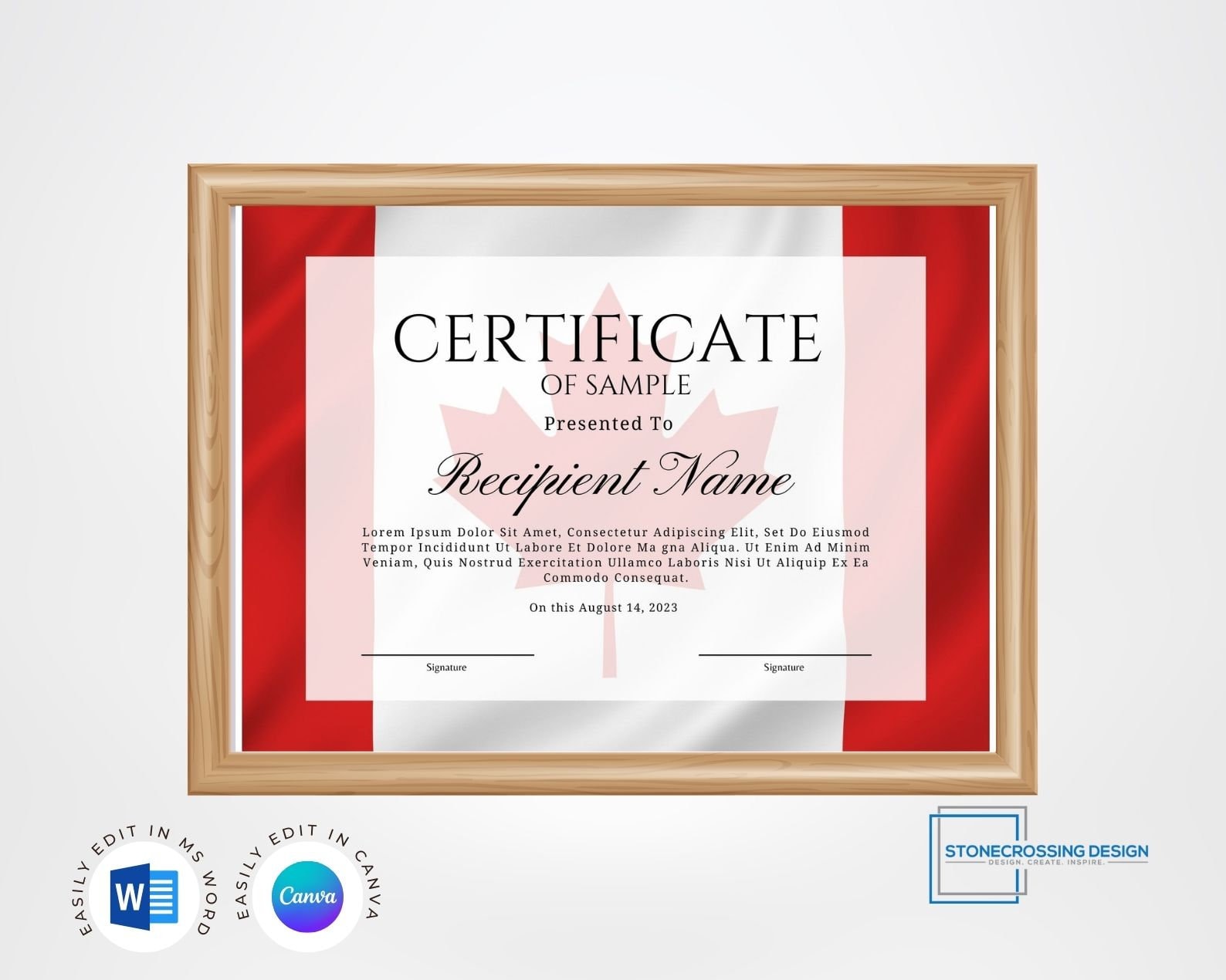 Editable Canadian Certificate. Canada. Printable Certificate. Editable ...