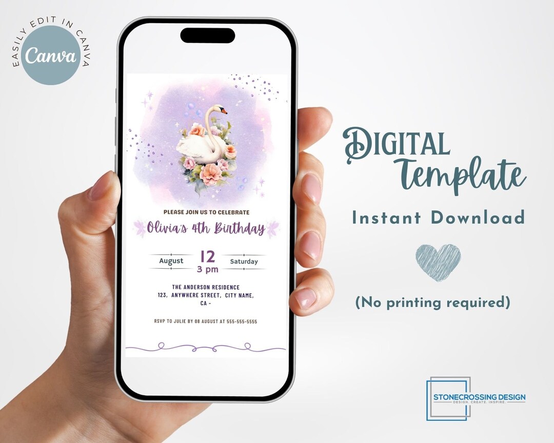 Digital Birthday Party Invitation, Electronic Birthday Party, Birthday ...