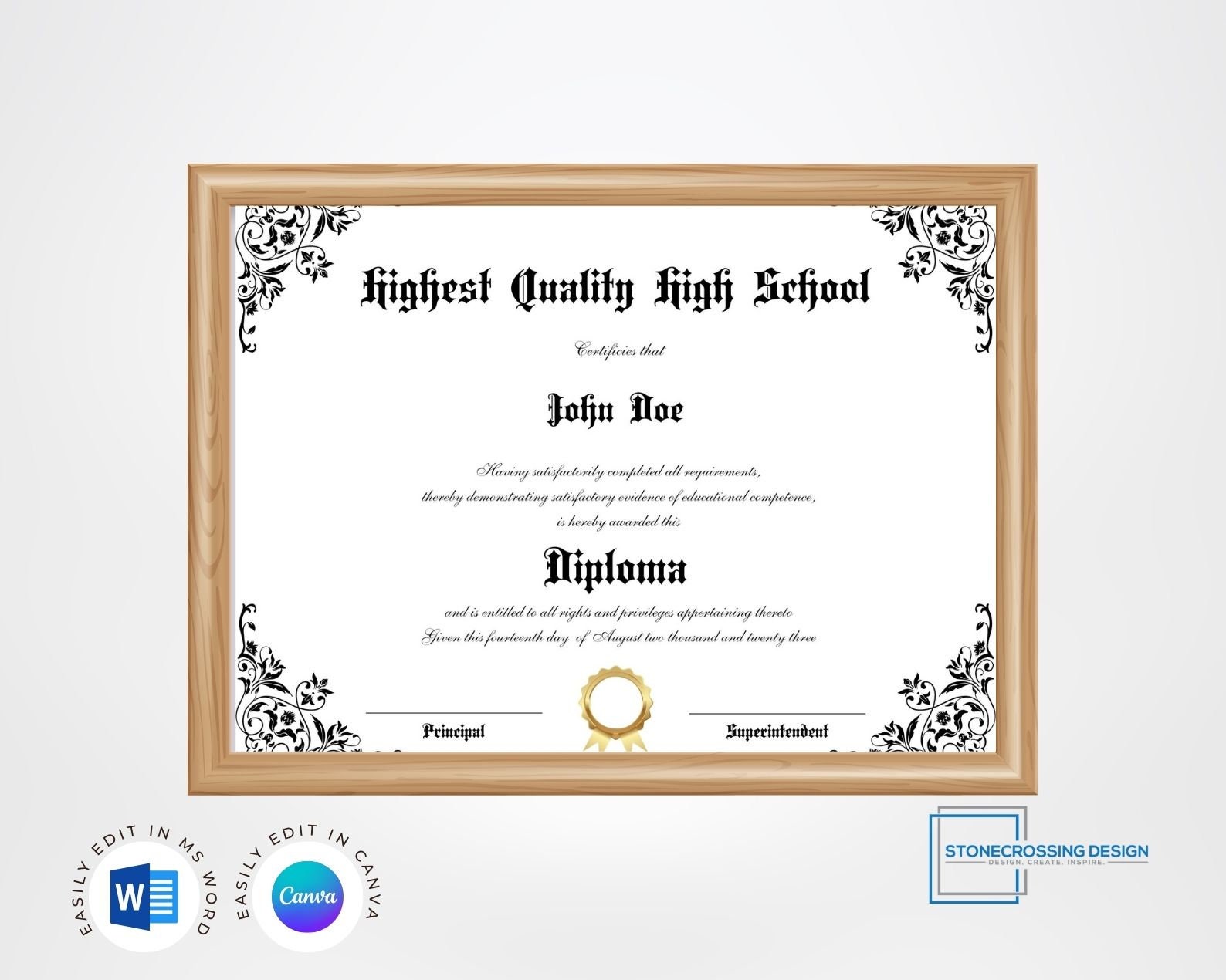 Editable Diploma Certificate - Recognizing Academic Achievement ...